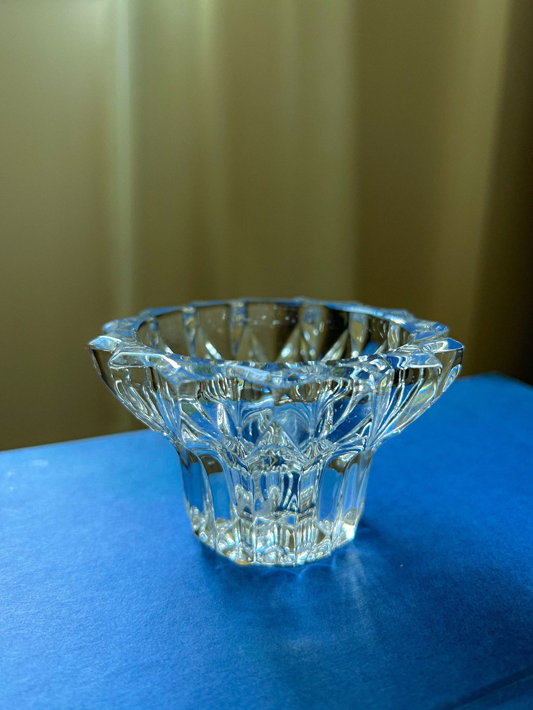Vintage Cut Glass Candle Stick Holder Etsy
