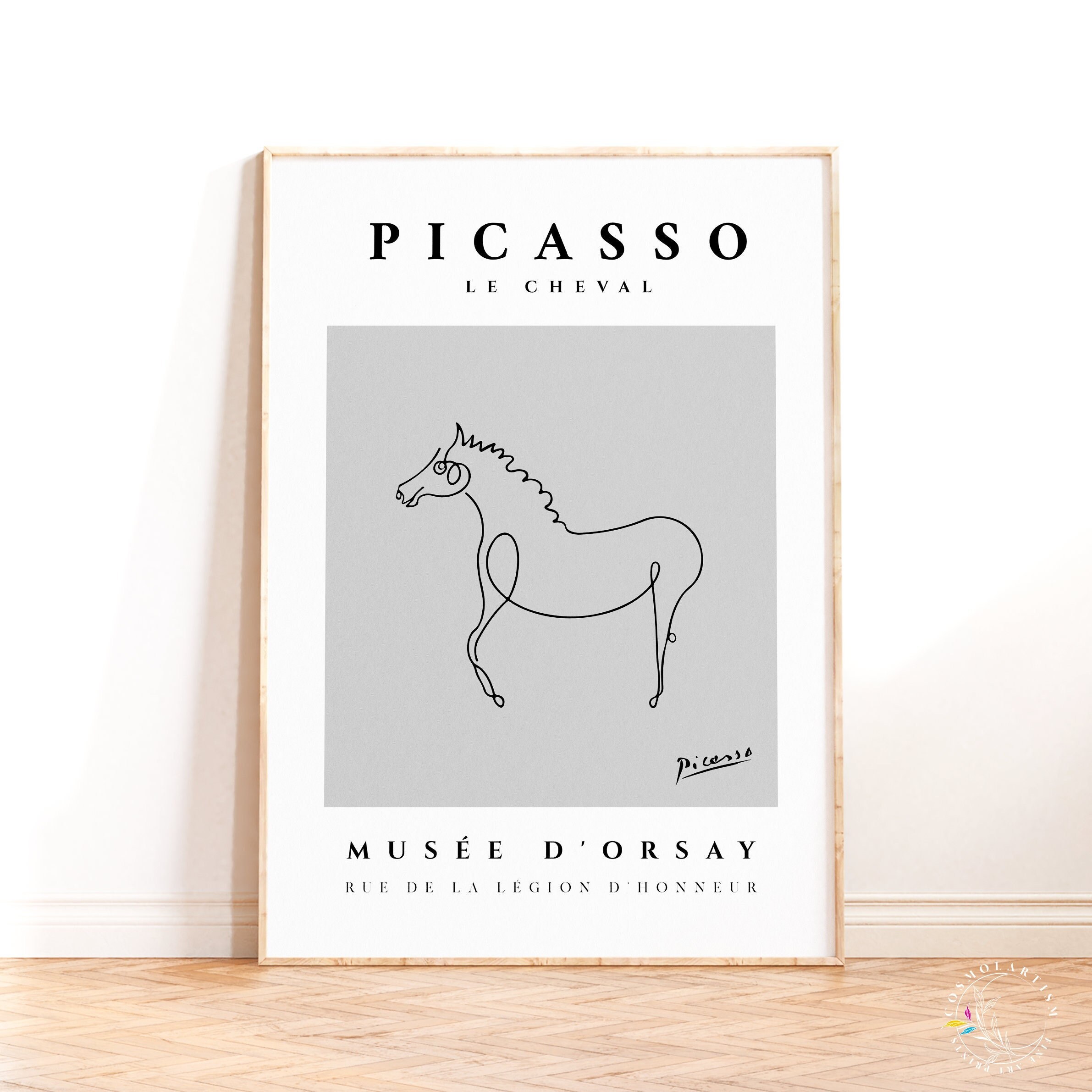 Pablo Picasso Le Cheval ,the Horse, Painting Line Art Exhibition Poster ...