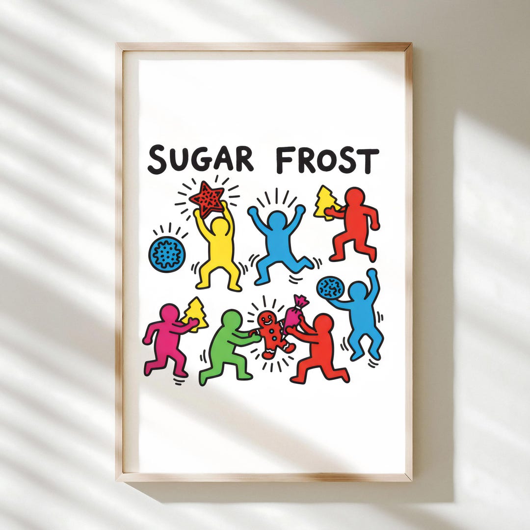 Keith Haring Authentic Style Christmas Cookie Art Print , Sugar Art ...