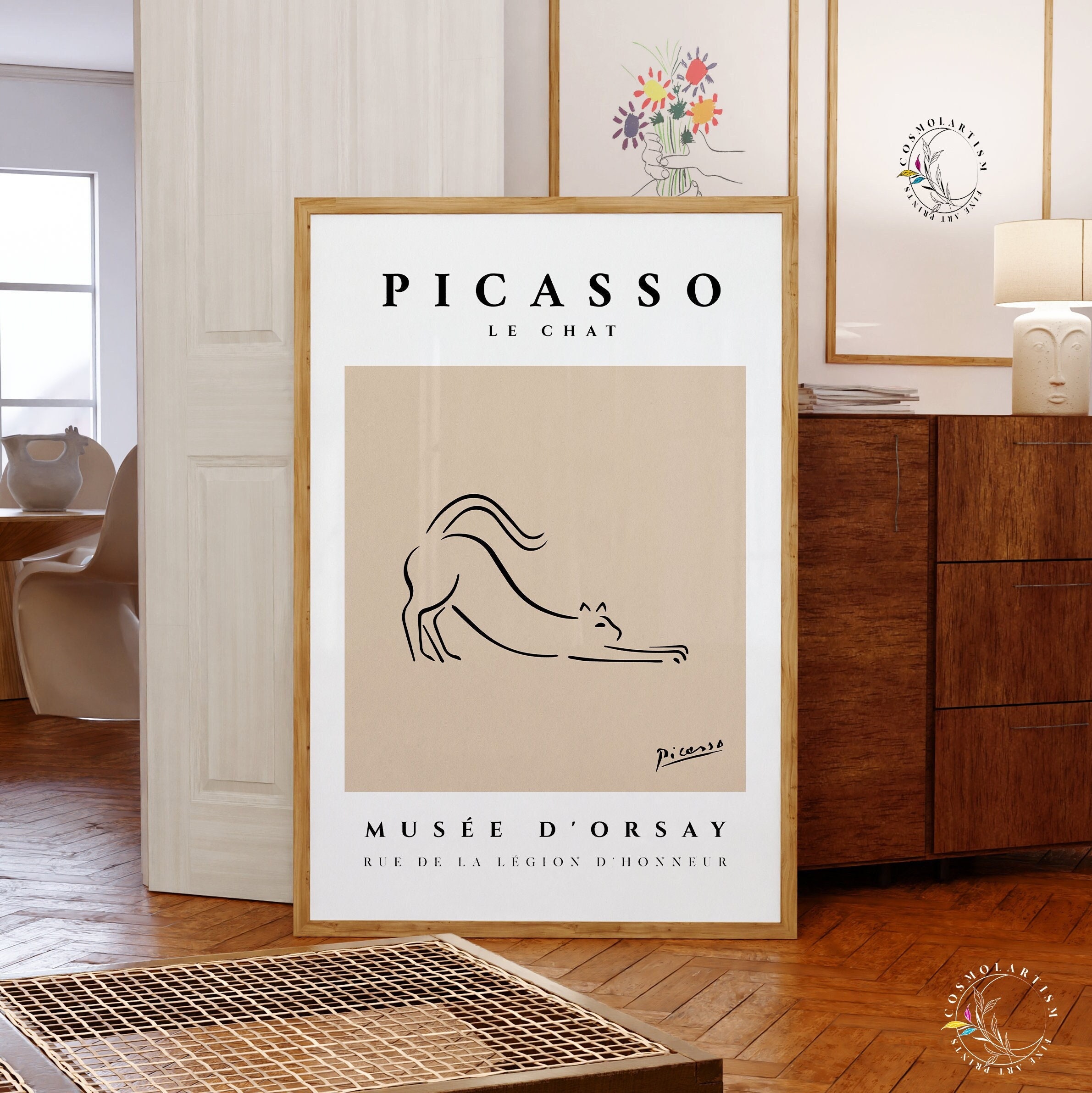 Pablo Picasso Cat Poster, Picasso Animal Wall Print, Line Art Poster ...