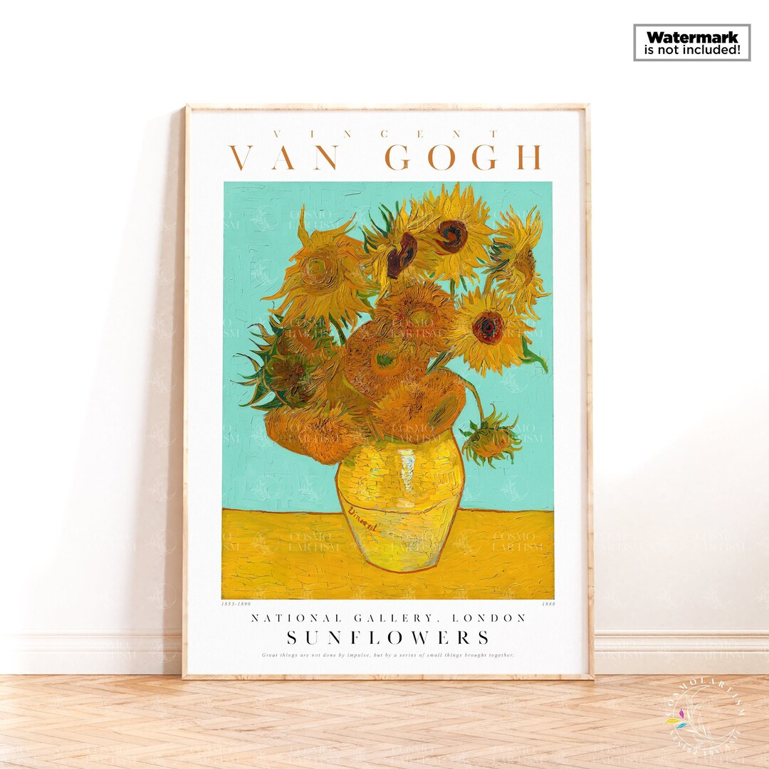 Van Gogh Sunflowers Exhibition Poster, Flower Market Print, Digital ...