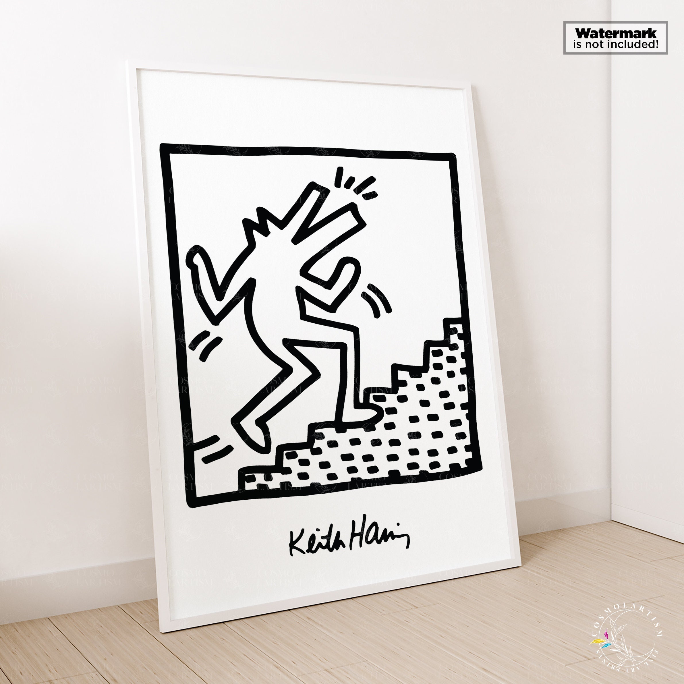 Keith Haring Print, Keith Haring Barking Dog Climbing Stairs, Pop Art ...