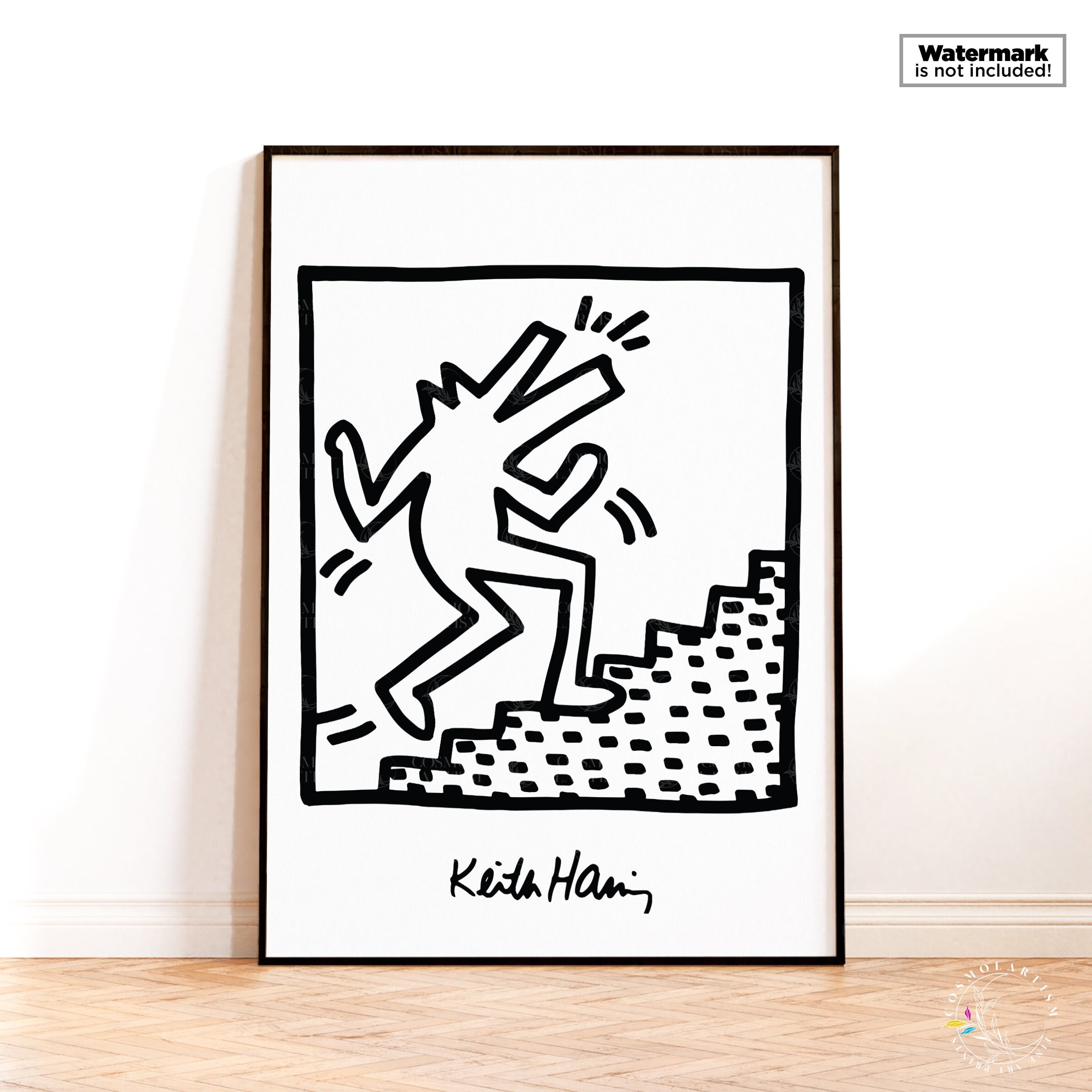 Keith Haring Print, Keith Haring Barking Dog Climbing Stairs, Pop Art ...