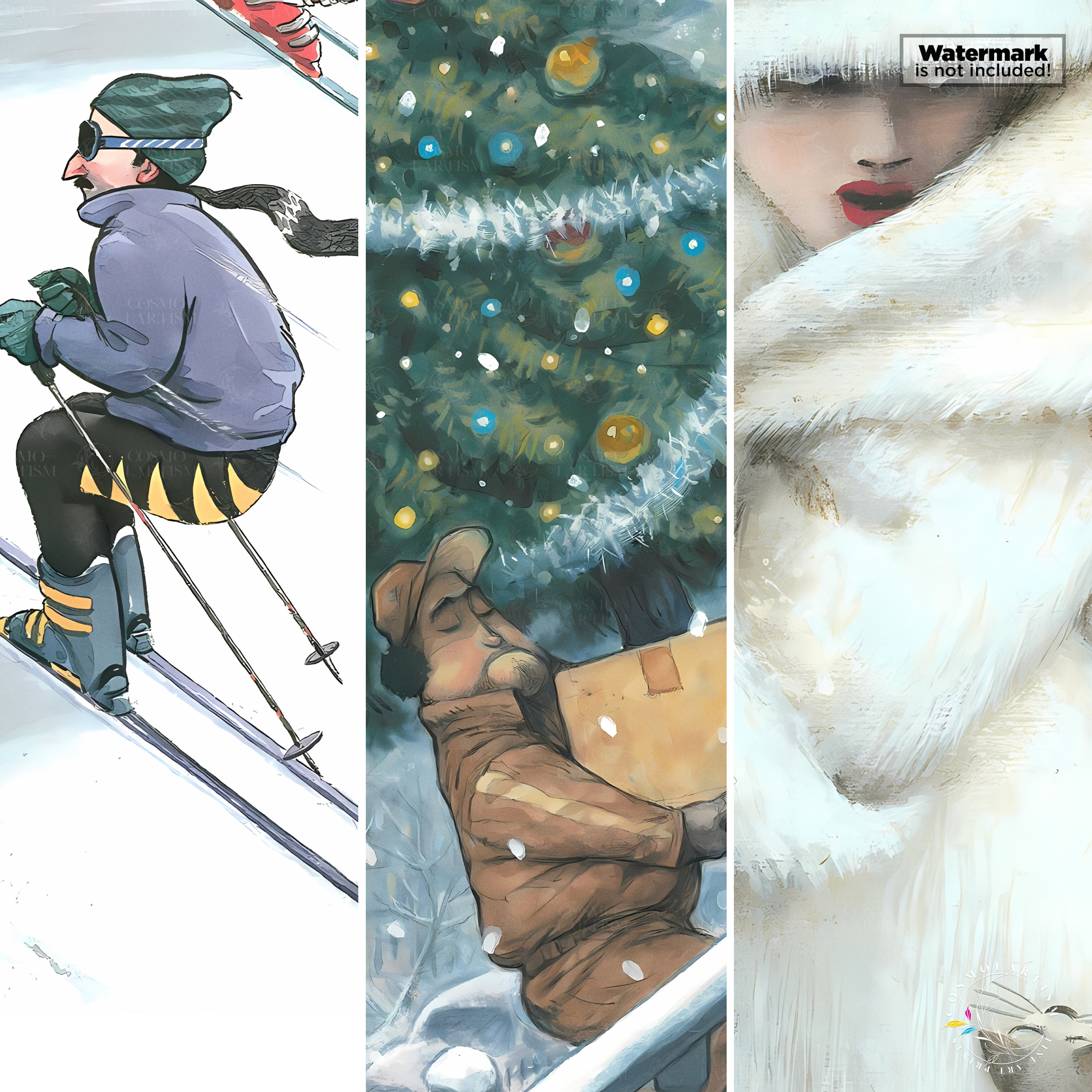 The New Yorker Magazine Cover Winter Poster Set of 3, Gallery Wall Set ...