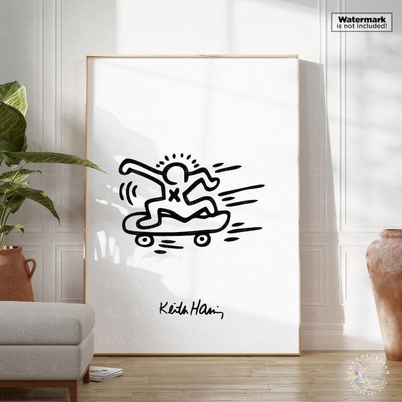 Keith Haring Print, Keith Haring Skate Lover, Pop Art Poster, Kaith ...