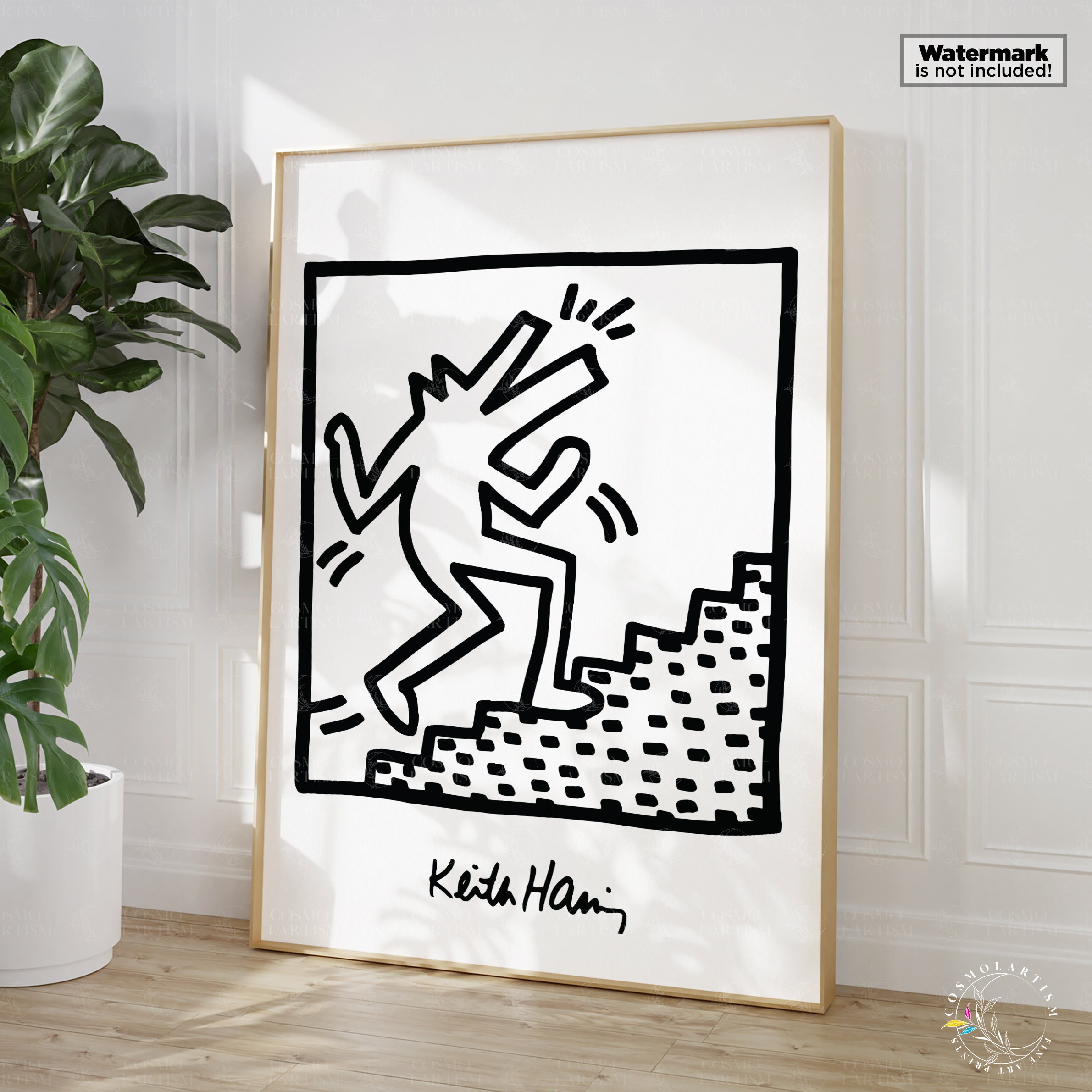 Keith Haring Print, Keith Haring Barking Dog Climbing Stairs, Pop Art ...