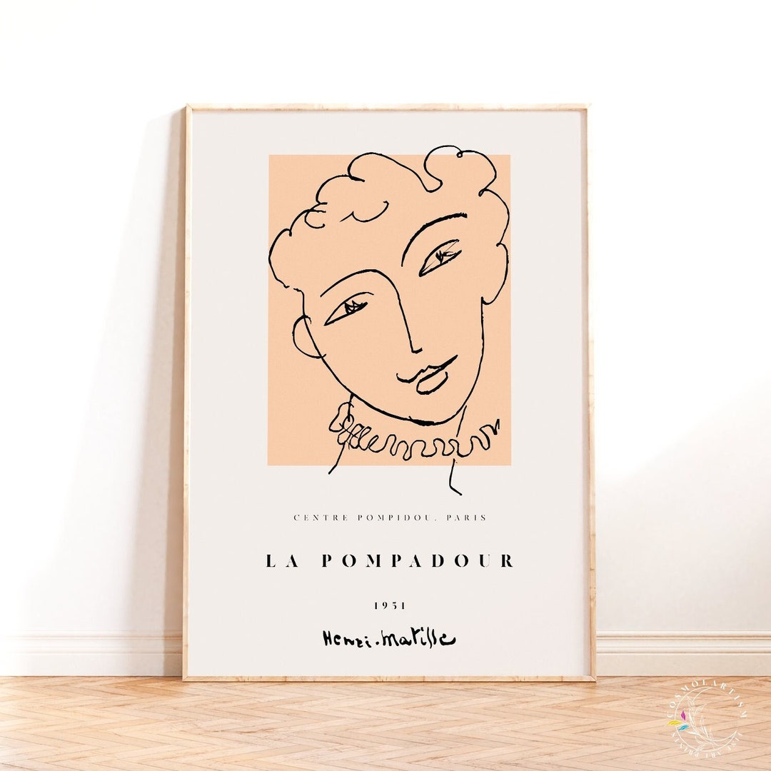 Henri Matisse Poster, La Pompadour, Line Draw Art, Museum Wall Art ...