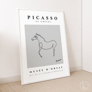 Pablo Picasso Le Cheval ,the Horse, Painting Line Art Exhibition Poster ...