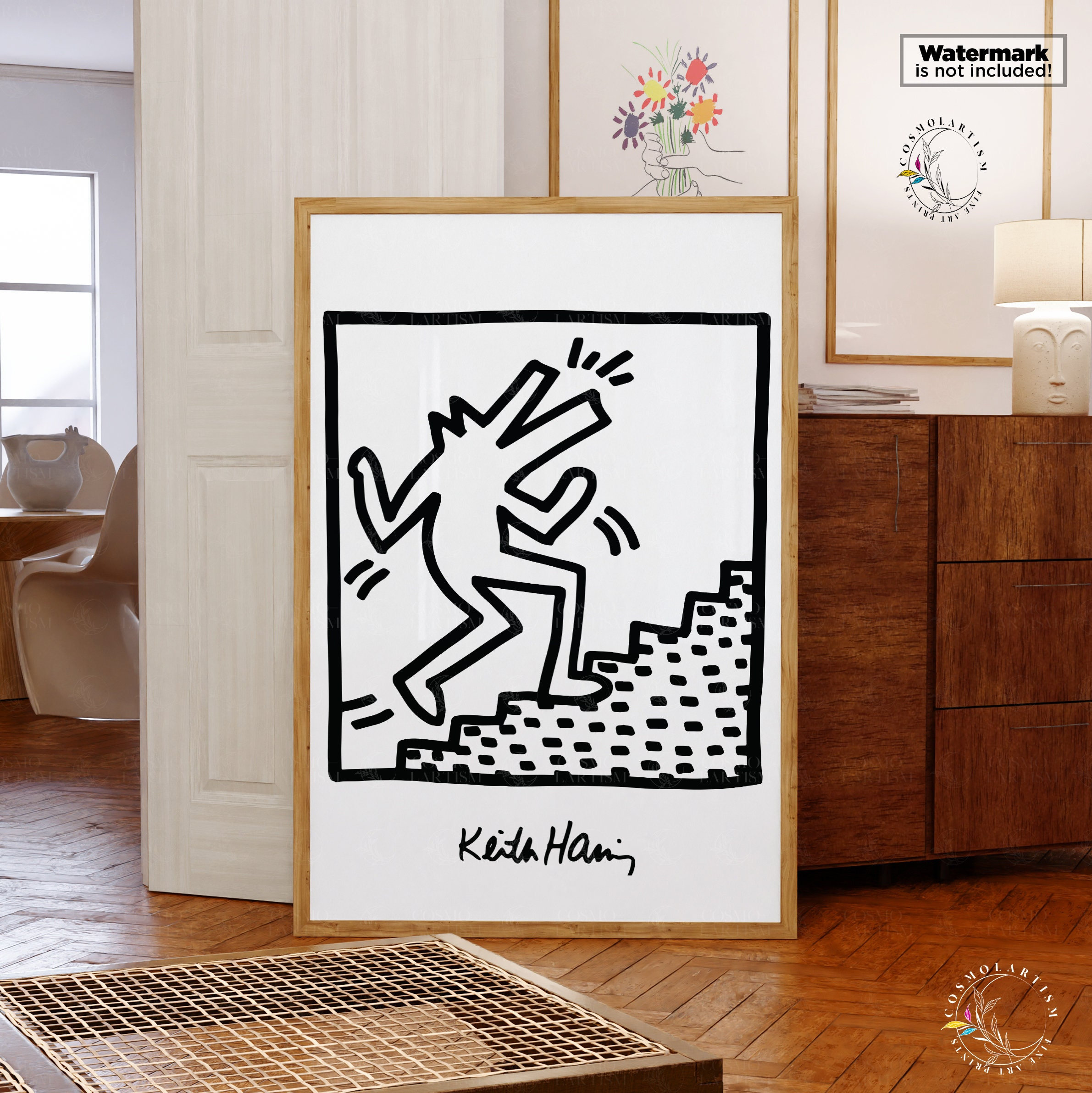 Keith Haring Print, Keith Haring Barking Dog Climbing Stairs, Pop Art ...