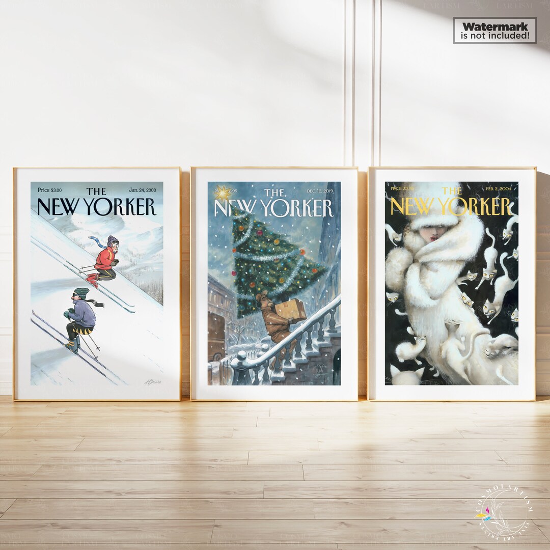 The New Yorker Magazine Cover Winter Poster Set of 3, Gallery Wall Set ...