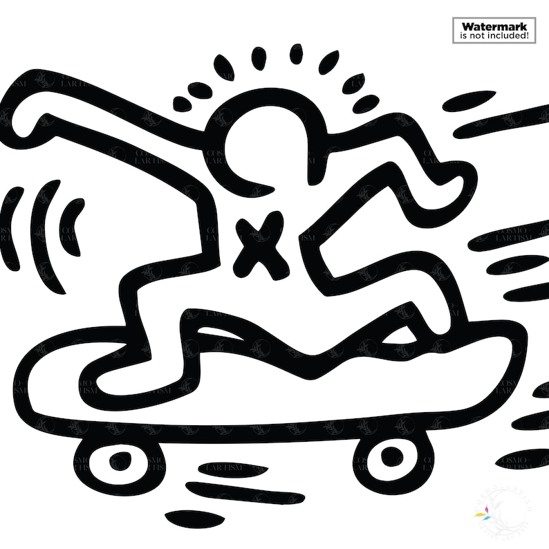 Keith Haring Print, Keith Haring Skate Lover, Pop Art Poster, Kaith ...