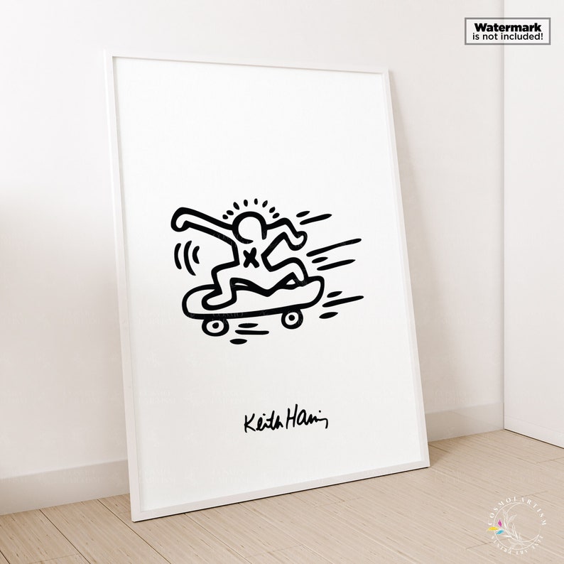 Keith Haring Print, Keith Haring Skate Lover, Pop Art Poster, Kaith ...