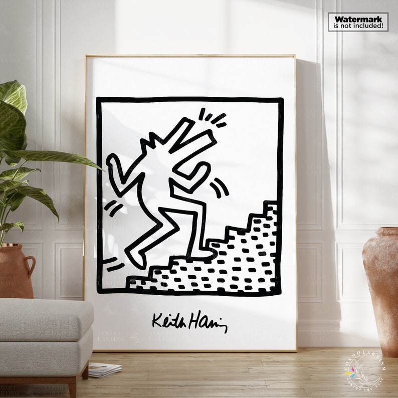 Keith Haring Print, Keith Haring Barking Dog Climbing Stairs, Pop Art ...