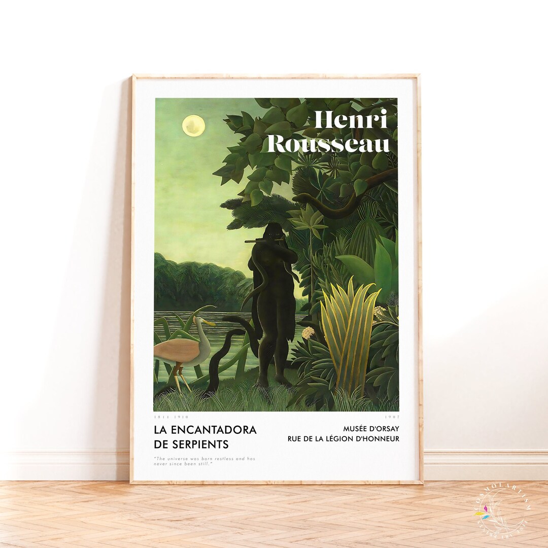 Henri Rousseau Snake Charmer Exhibition Poster, Monkey Modern Digital ...
