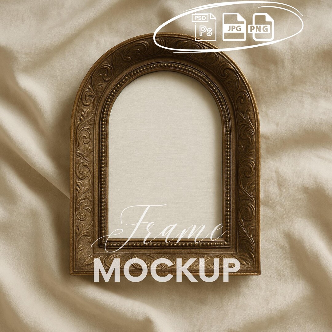 Arch Frame Mockup, Vintage Arch Wall Art, Antique Neutral Frame PSD ...