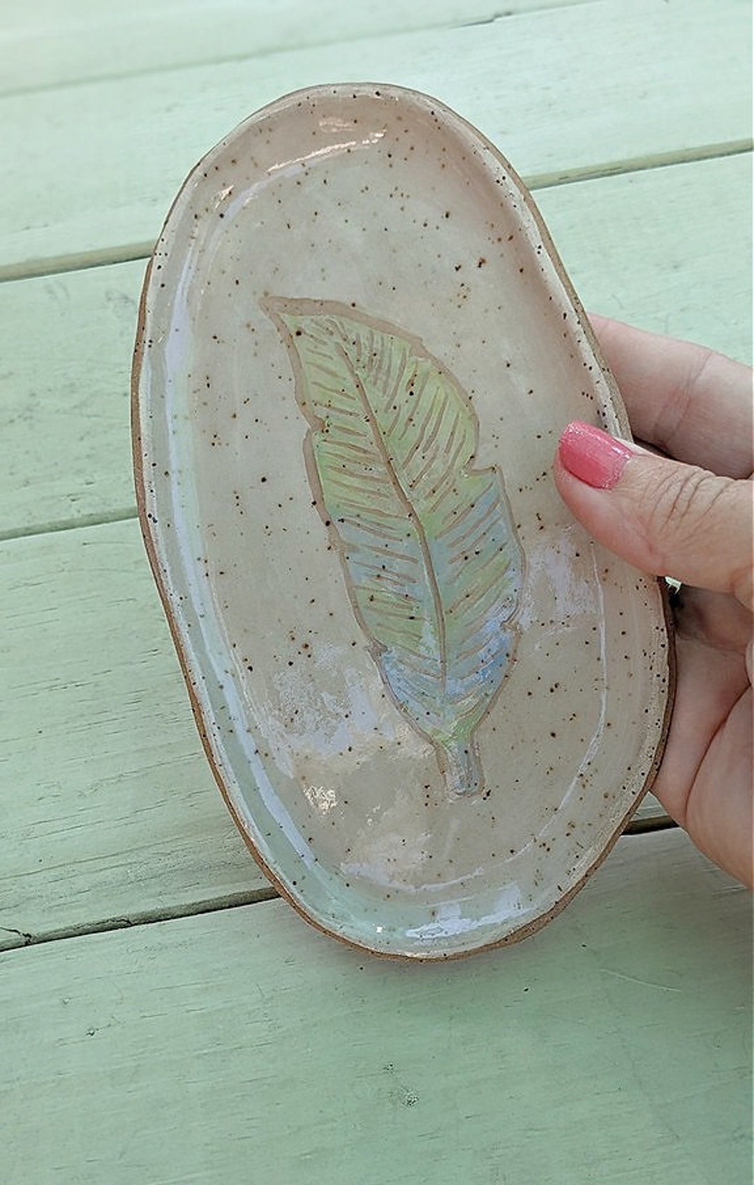 Feather Plate - Handmade Pottery - Appetizer Plate - Etsy
