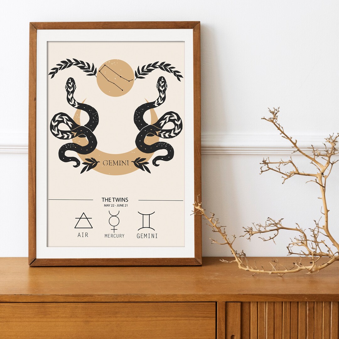 Personalized Twins Sign Printable Boho Style Zodiac Wall - Etsy