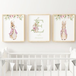 Watercolor Peter Rabbit Nursery Prints, Baby Initial Print, Peter ...
