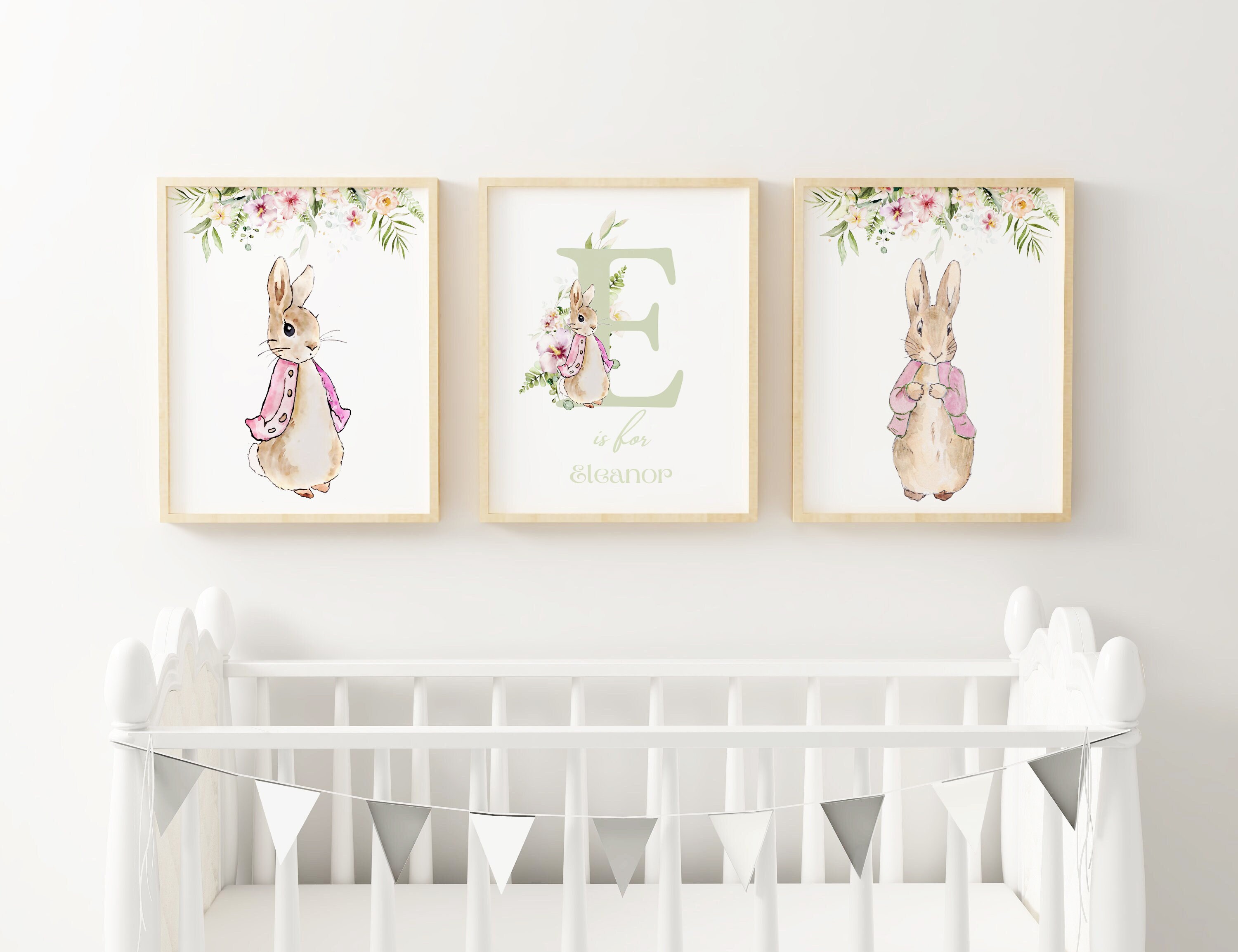 Watercolor Peter Rabbit Nursery Prints, Baby Initial Print, Peter ...