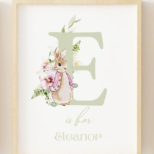 Watercolor Peter Rabbit Nursery Prints, Baby Initial Print, Peter ...