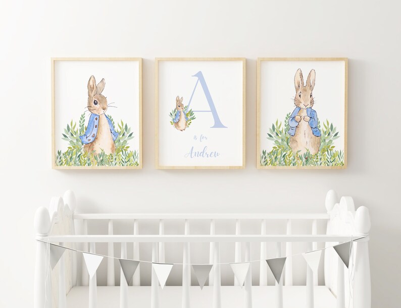 Peter Rabbit Nursery Prints, Baby Initial Print, Peter Rabbit Nursery ...