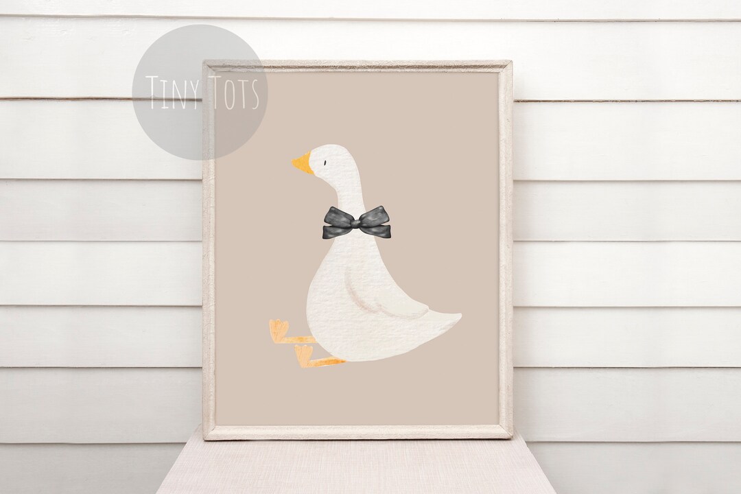 Silly Goose Nursery Wall Art, Cute Goose Printable Art, Pastel Brown ...