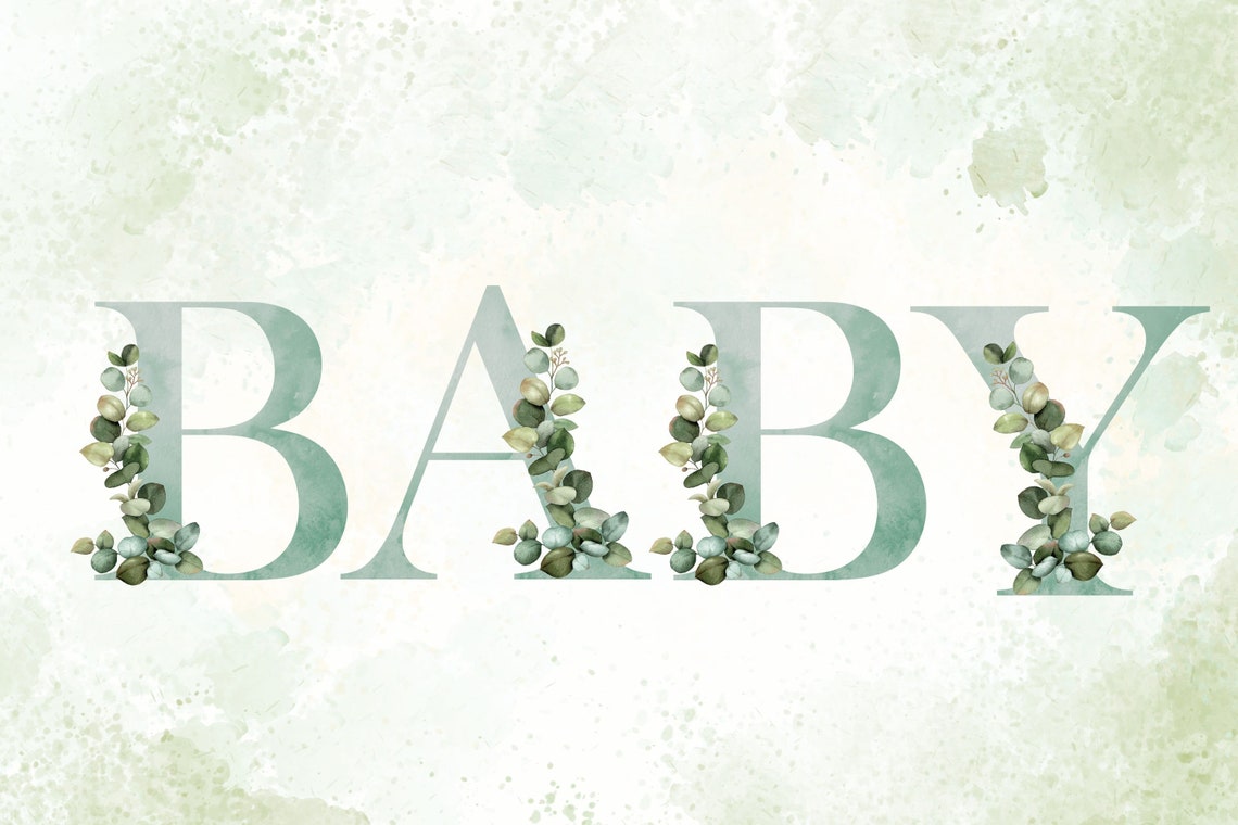 Watercolor Greenery Alphabet Clipart Monogram Initials PNG - Etsy