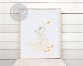 Silly Goose Nursery Wall Art, Cute Goose Printable Art, Pastel Brown ...