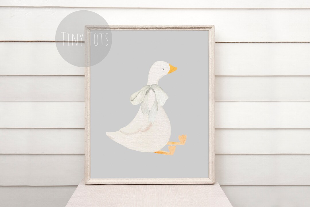 Silly Goose Nursery Wall Art, Cute Goose Printable Art, Pastel Grey ...