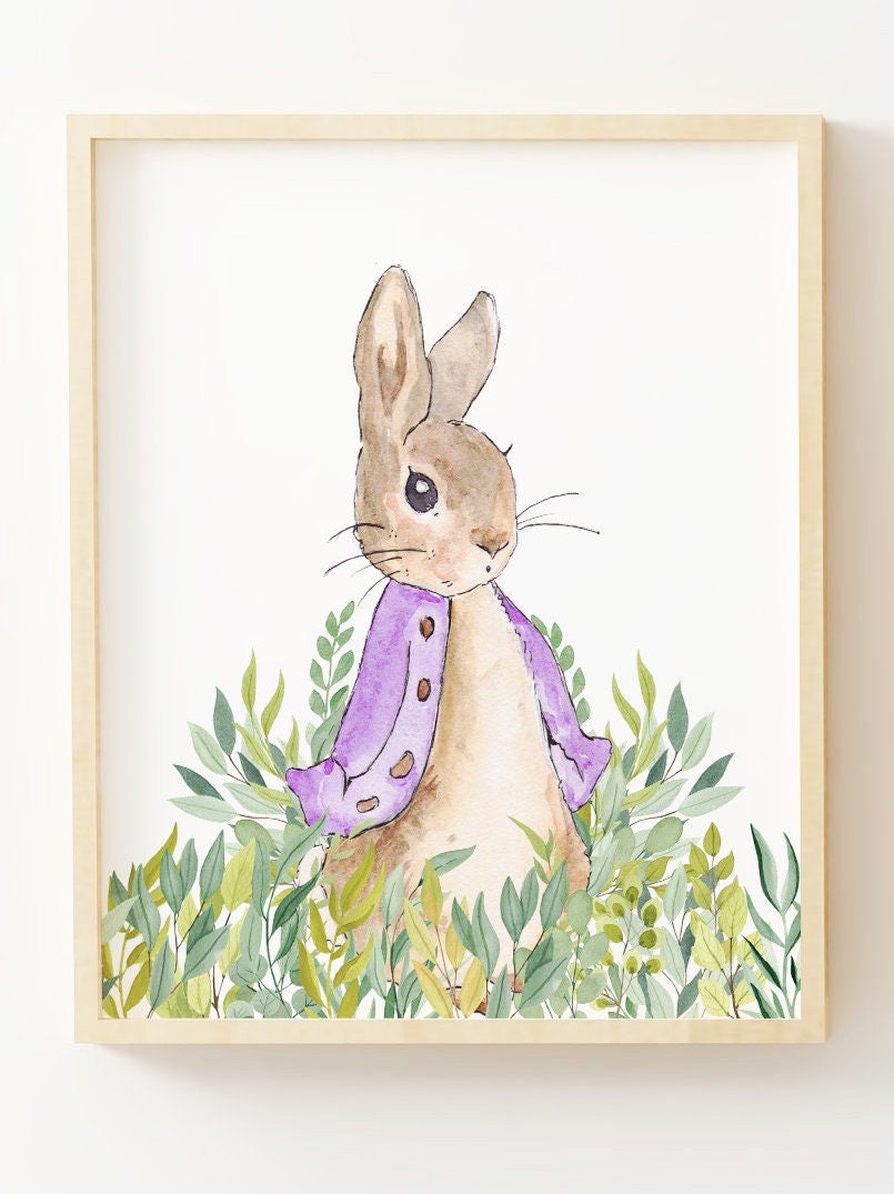 Watercolor Peter Rabbit Nursery Prints, Baby Initial Print, Peter ...