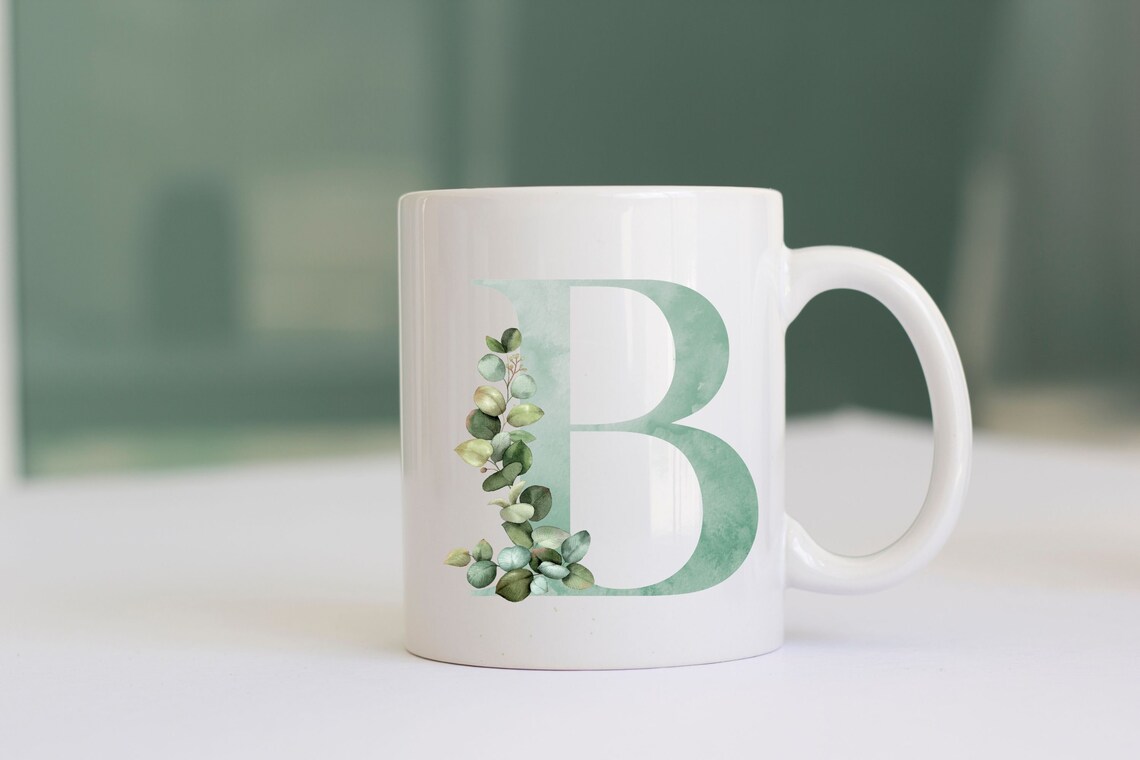 Watercolor Greenery Alphabet Clipart Monogram Initials PNG - Etsy