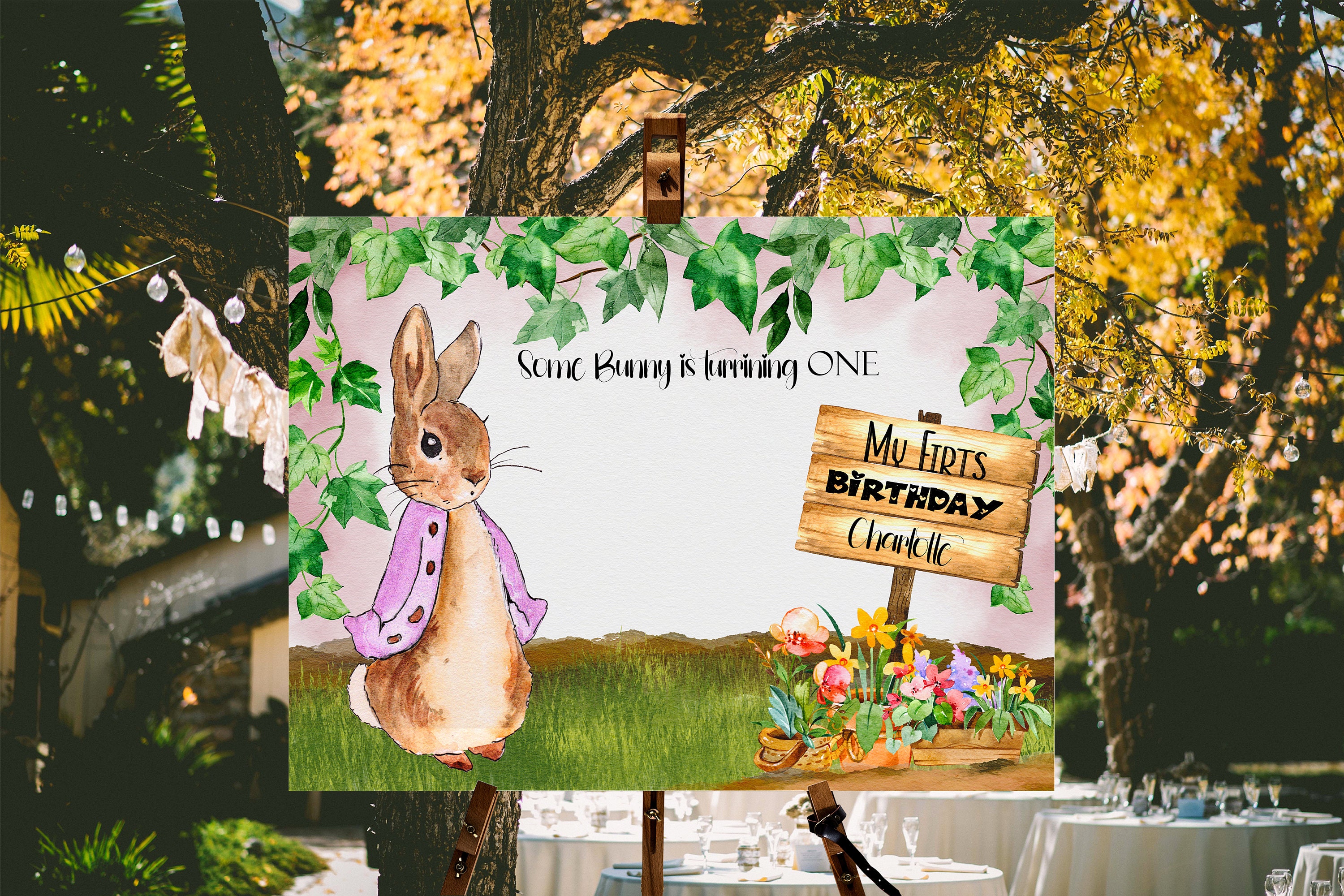Peter Rabbit Birthday Backdrop, First Birthday Backdrop, Peter Rabbit ...