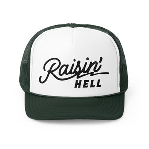 Raisin' Hell Trucker Hat, Y2K Retro Snapback, Bold Statement Hat, Festival & Lake Day Cap ...