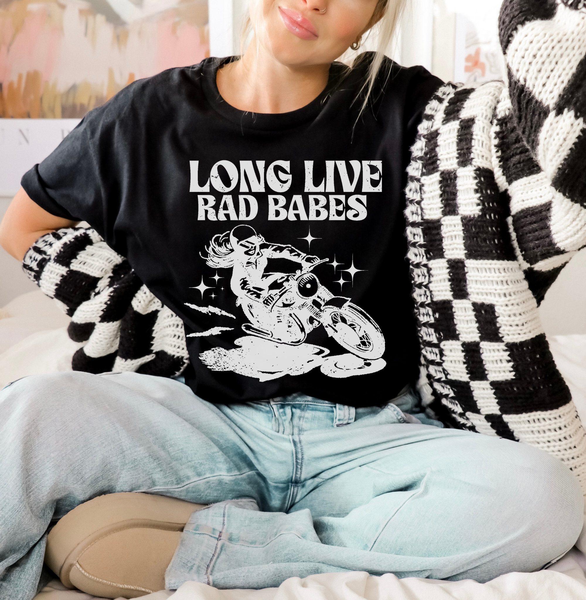 Long Live Rad Babes Graphic Tee, Vintage Motorcycle Tshirt, Women's ...