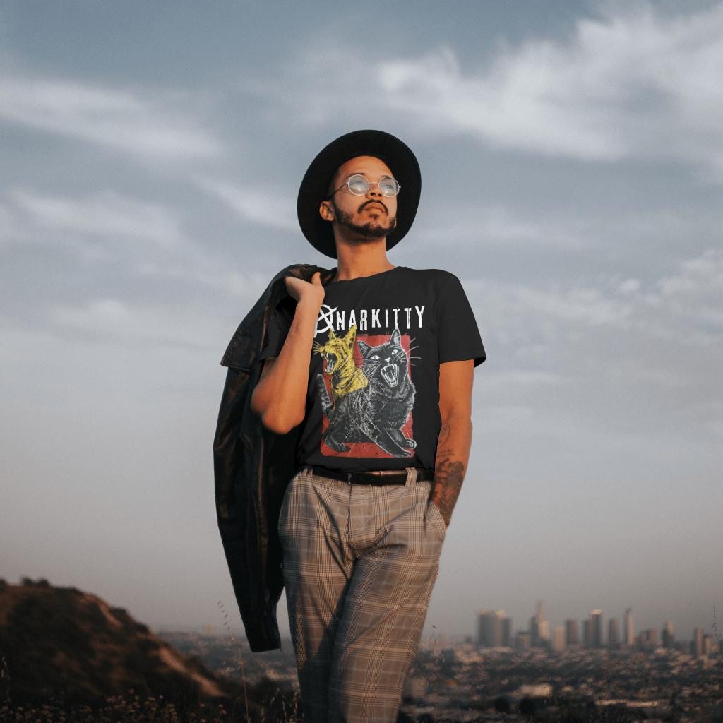 Funny Grunge Cat Band Tee | Edgy Retro Punk Rock Shirt | Heavy Metal ...