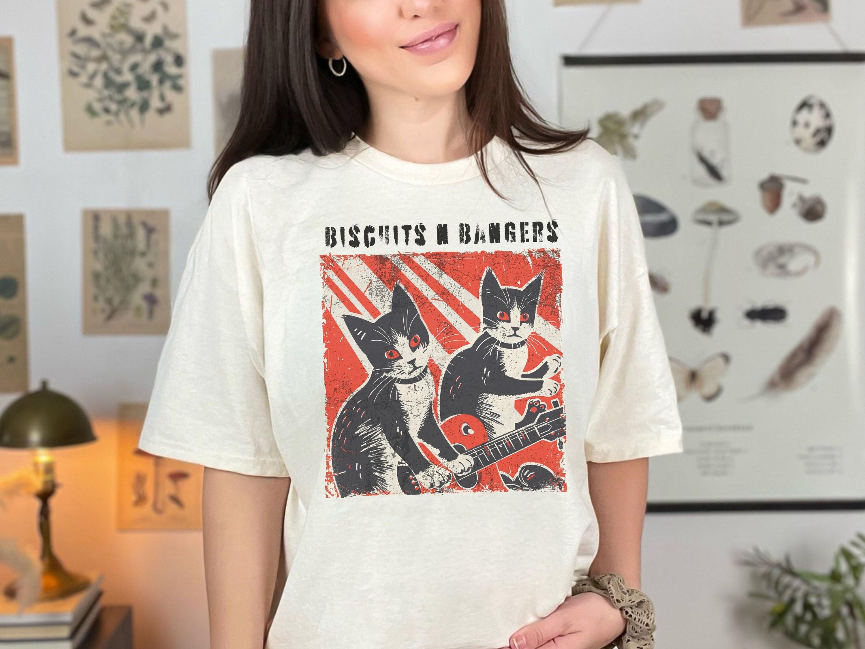 Retro Kitty Punk Rock Band Tee Weirdcore Indie Edgy Alt Clothing, Funny ...