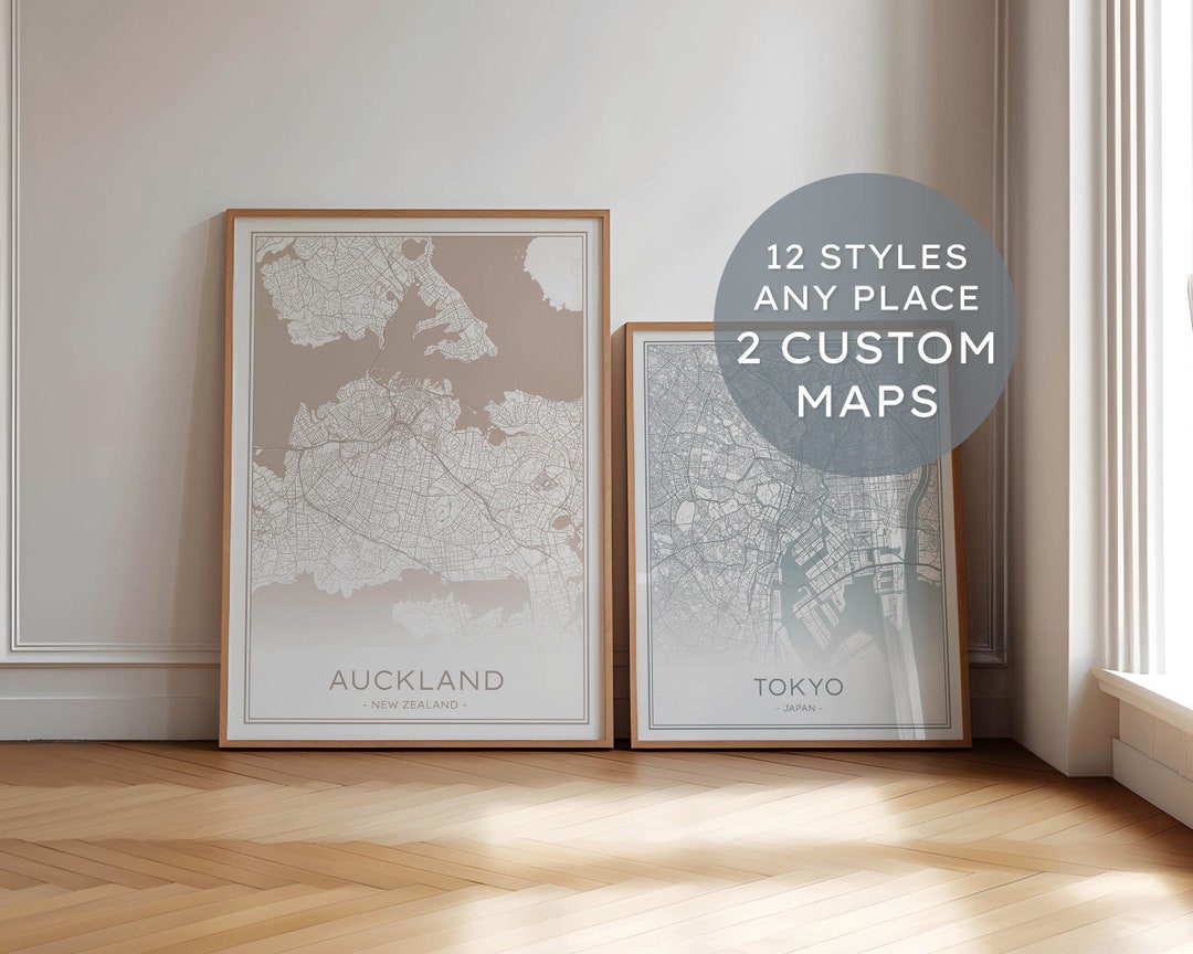 Any City Map, Two Maps Any Place Print, Custom Street Map, 2 Maps Print ...