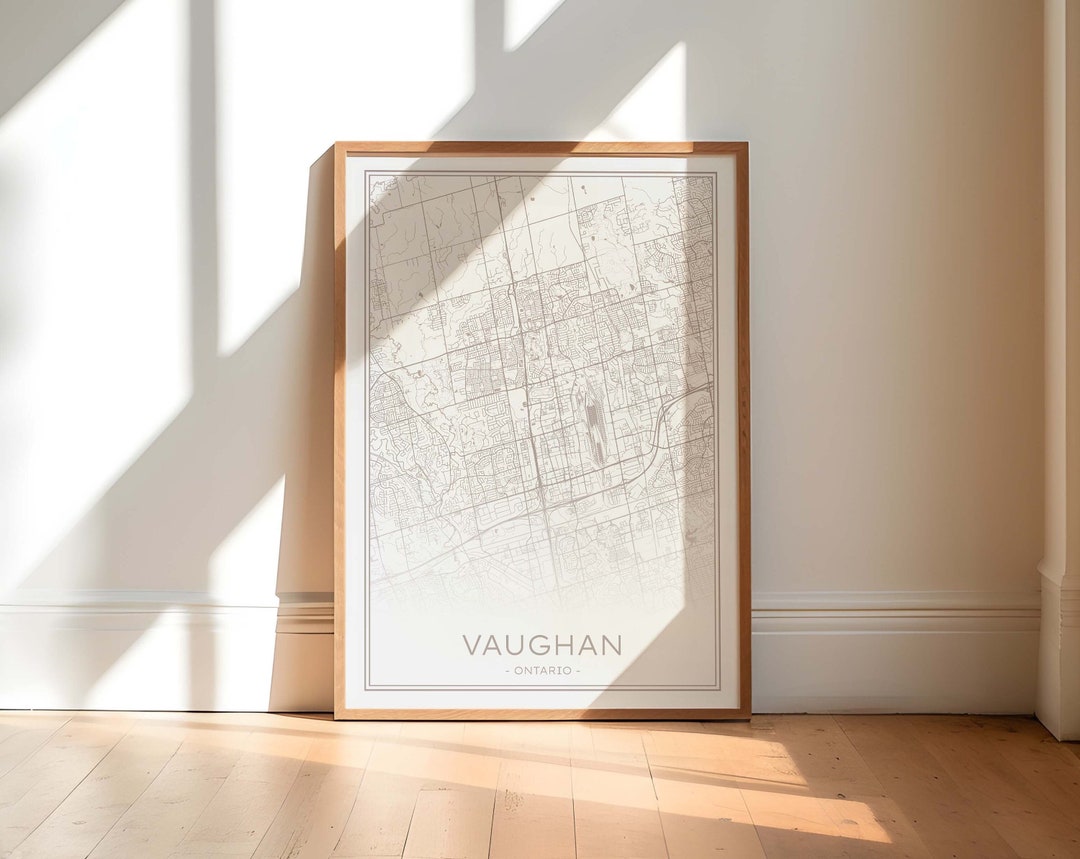 Vaughan Map, Beige Vaughan Ontario Print, Vaughan Map Download ...