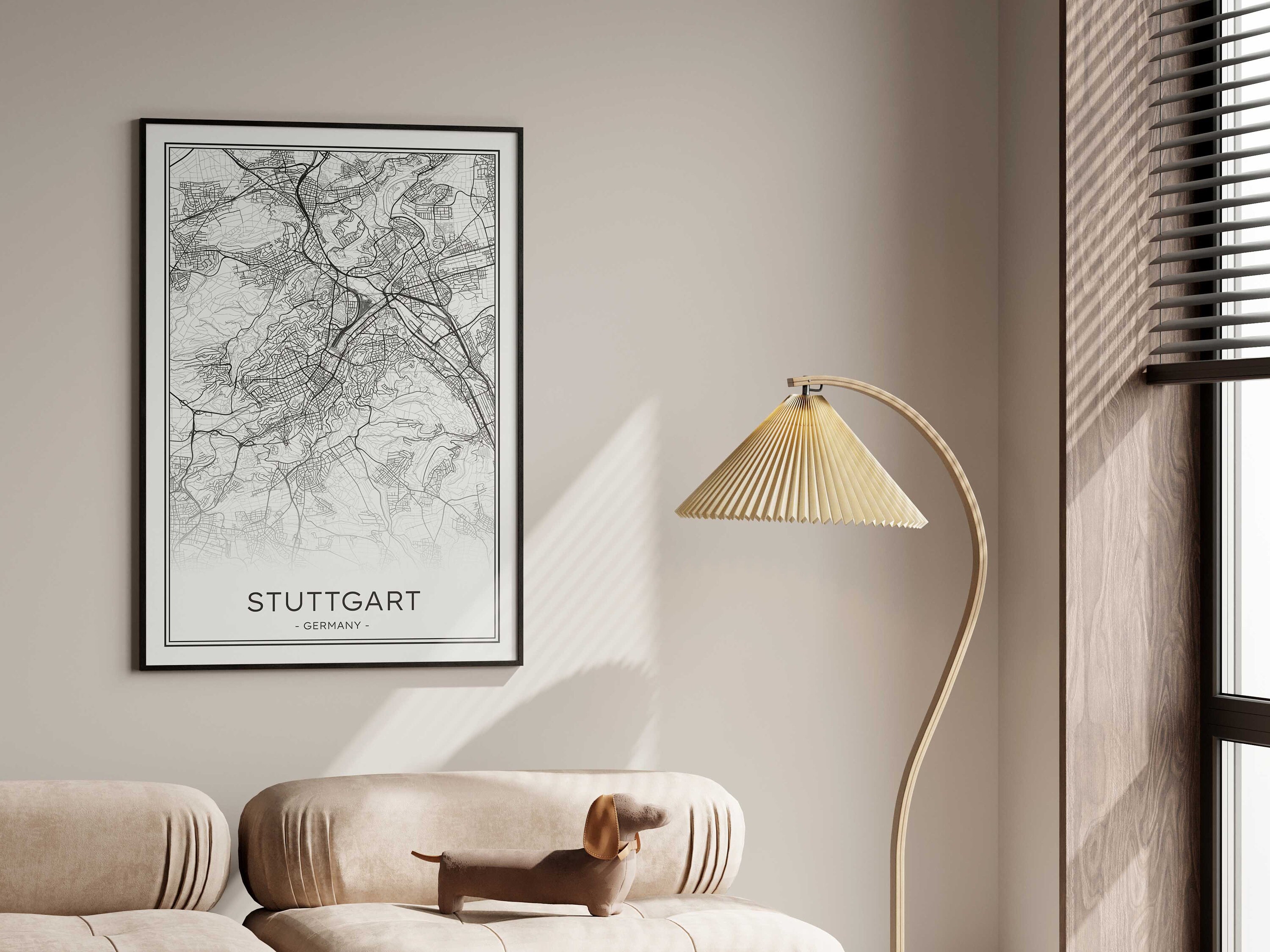 Stuttgart Map, Black and White Stuttgart Print, Outline Stuttgart Map ...