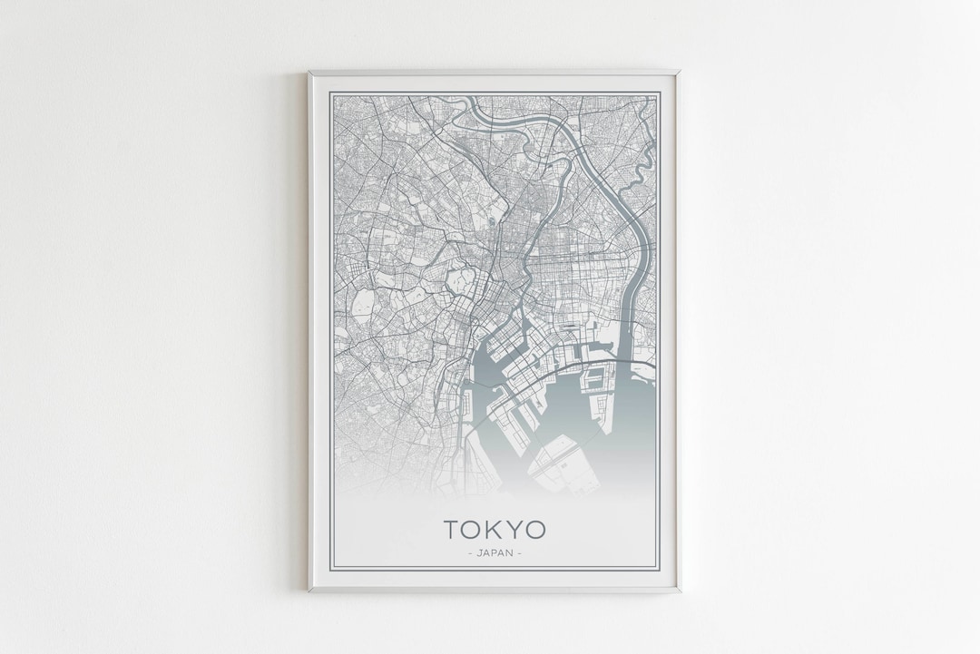 Tokyo Map Instant Download Tokyo Printable City Map Gray - Etsy