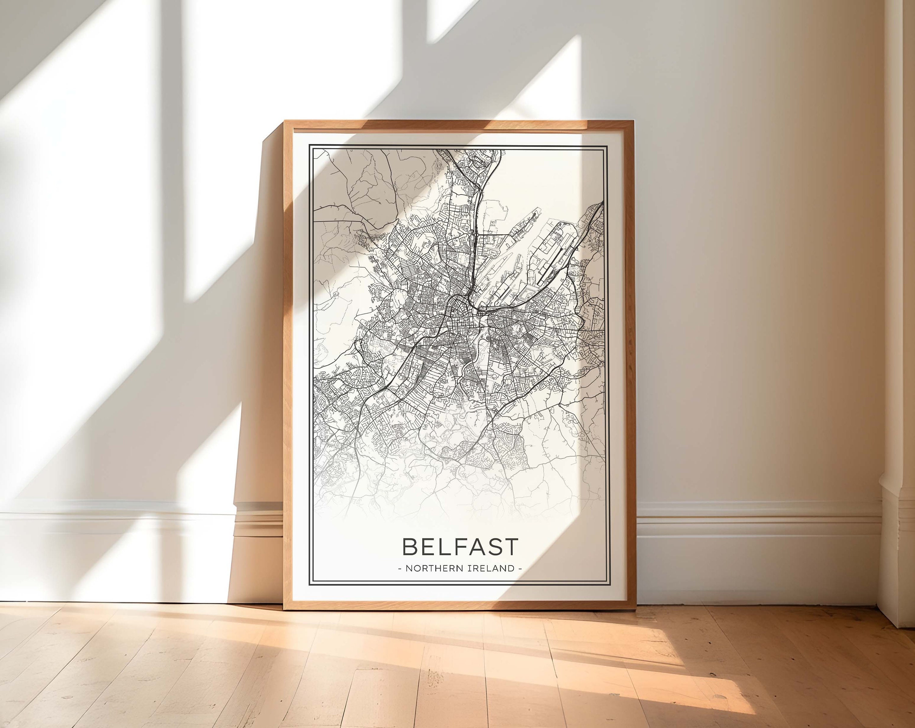 Belfast Map, Black and White Belfast Print, Outline Belfast Map Poster ...