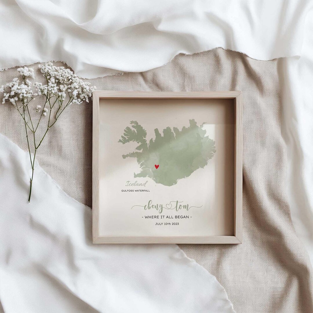 Where It All Began Couple Gift, First Date Map Print, Wedding ...