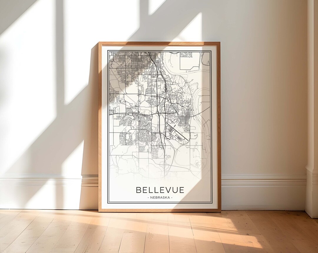 Bellevue Map Print, Bellevue Nebraska Map, Bellevue Poster, Download ...