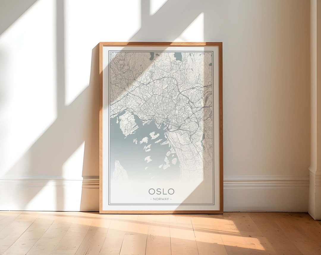 Oslo Karte, Oslo Druck, graue Oslo Poster, Minimalismus Oslo Karte ...