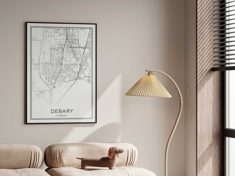 Debary Map, Debary Print, Black and White Debary Map, Debary Poster ...