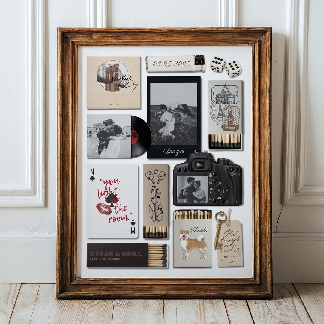 Matchbook Template, Matchbox Art Print, Anniversary Gift for Boyfriend ...