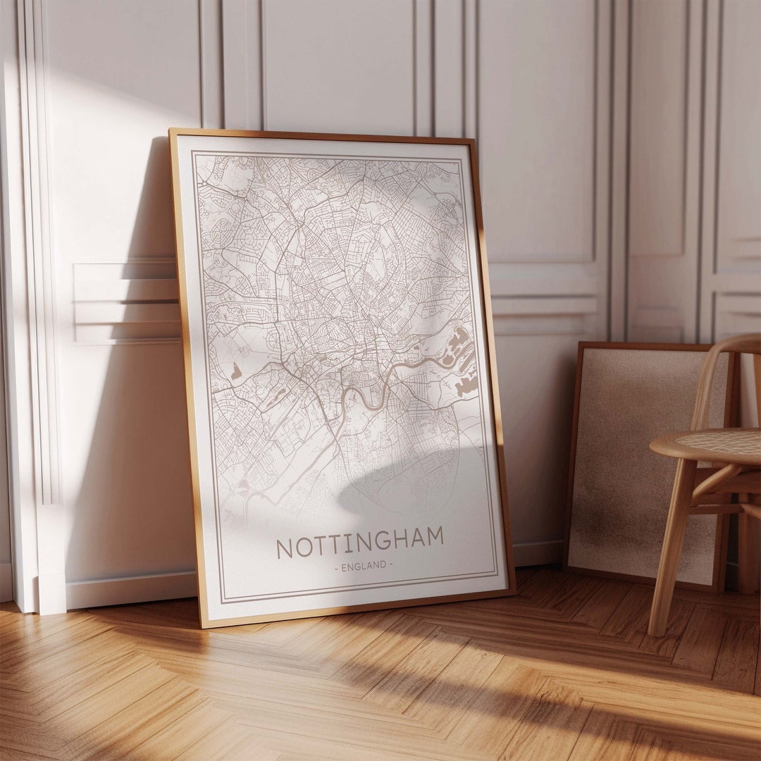 Nottingham Map, Nottingham Print, Beige Nottingham Poster, Neutral ...