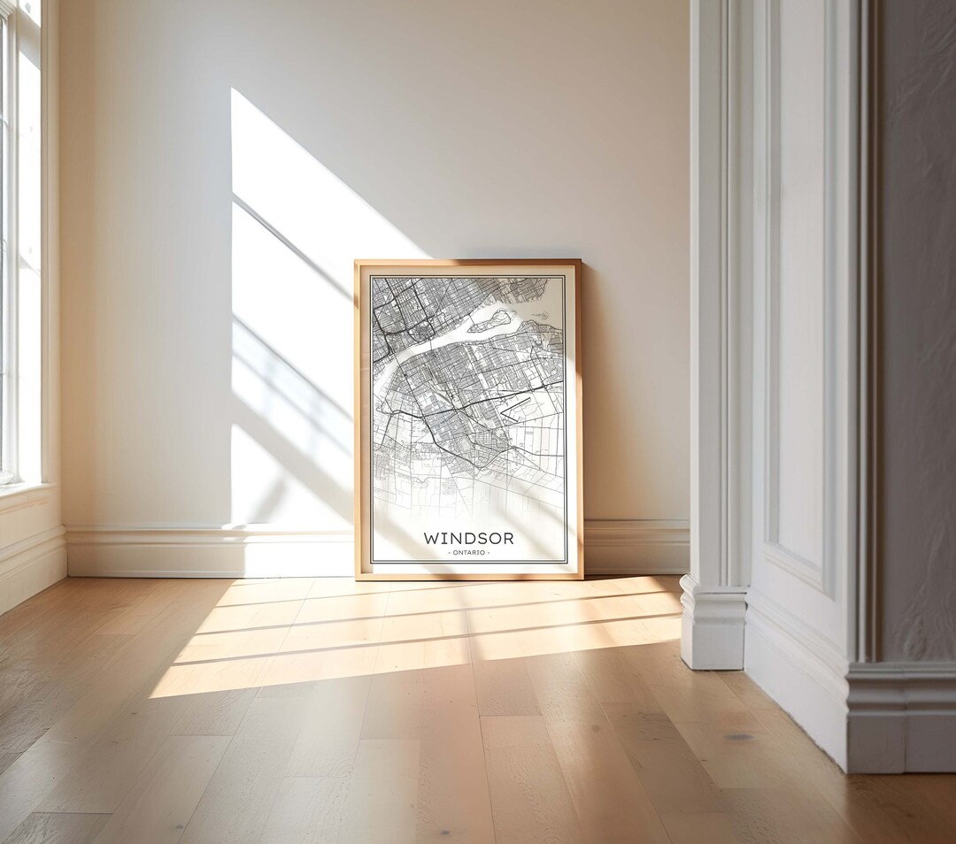 Windsor Ontario Map, Windsor Canada Print, Printable Windsor Map, Black ...