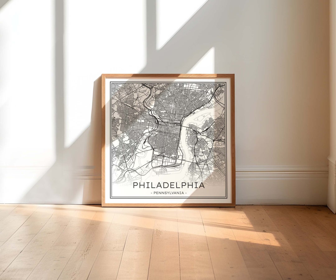 Square Philadelphia Map Print, 3 Styles Philadelphia City Map Bundle ...
