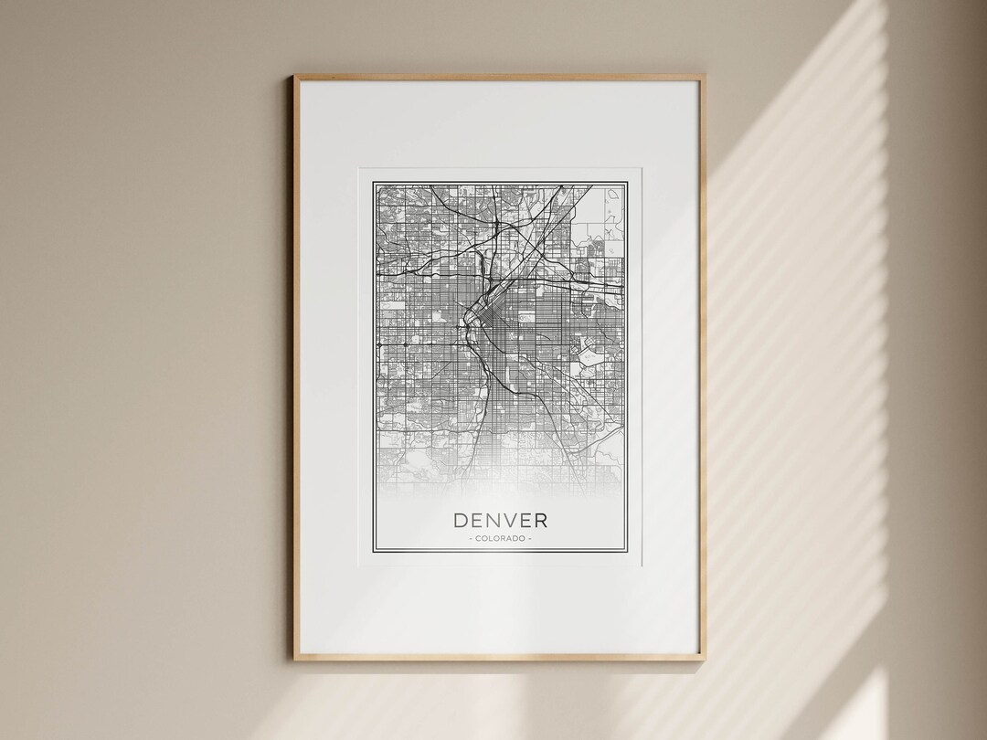 Denver Map Print Outline Denver City Map Denver Colorado - Etsy